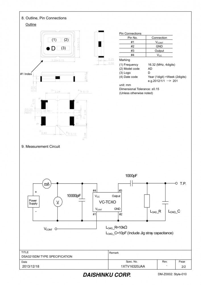 1XTV16320JAA datasheet page 2