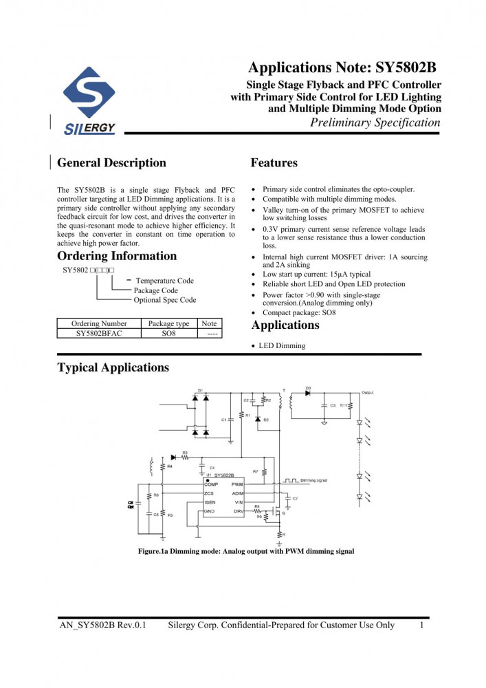 SY5802BFAC datasheet page 1