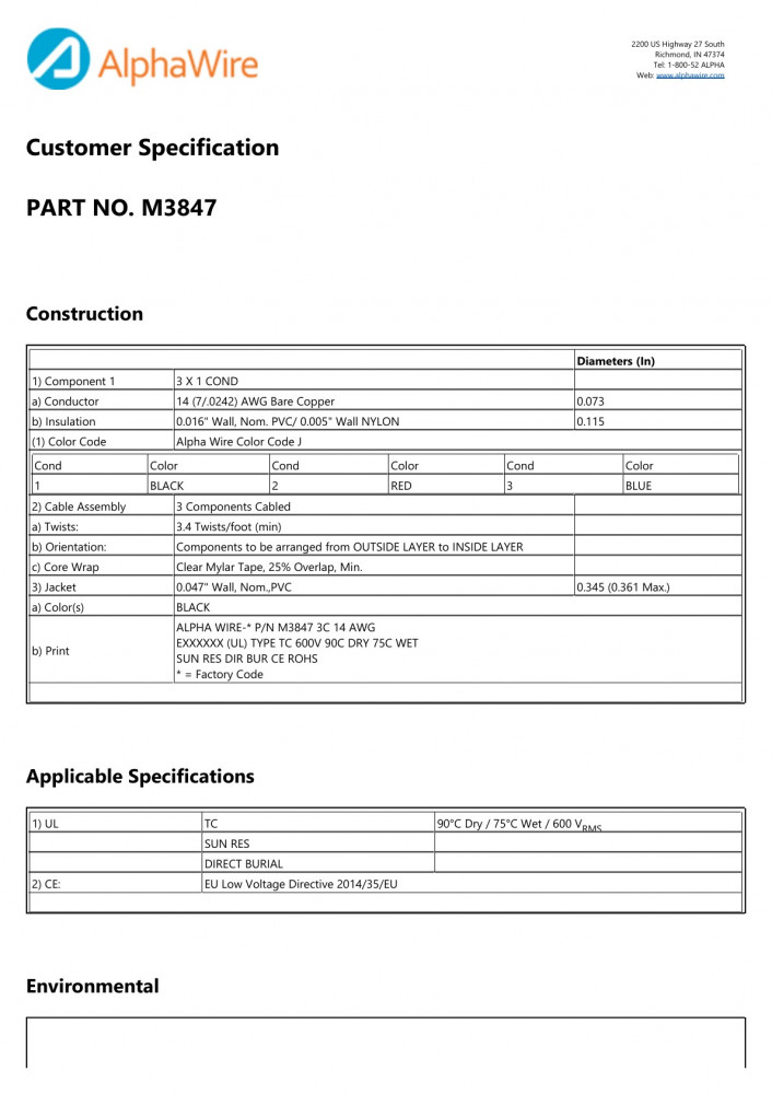 M3847 technical specification page 1