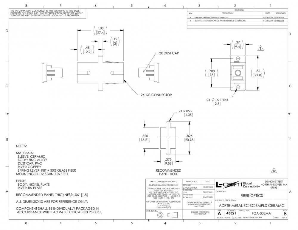 L-com FOA-002MA technical drawing preview