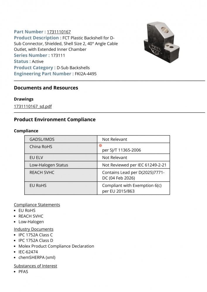 MOLEX 1731110167 drawing page 1