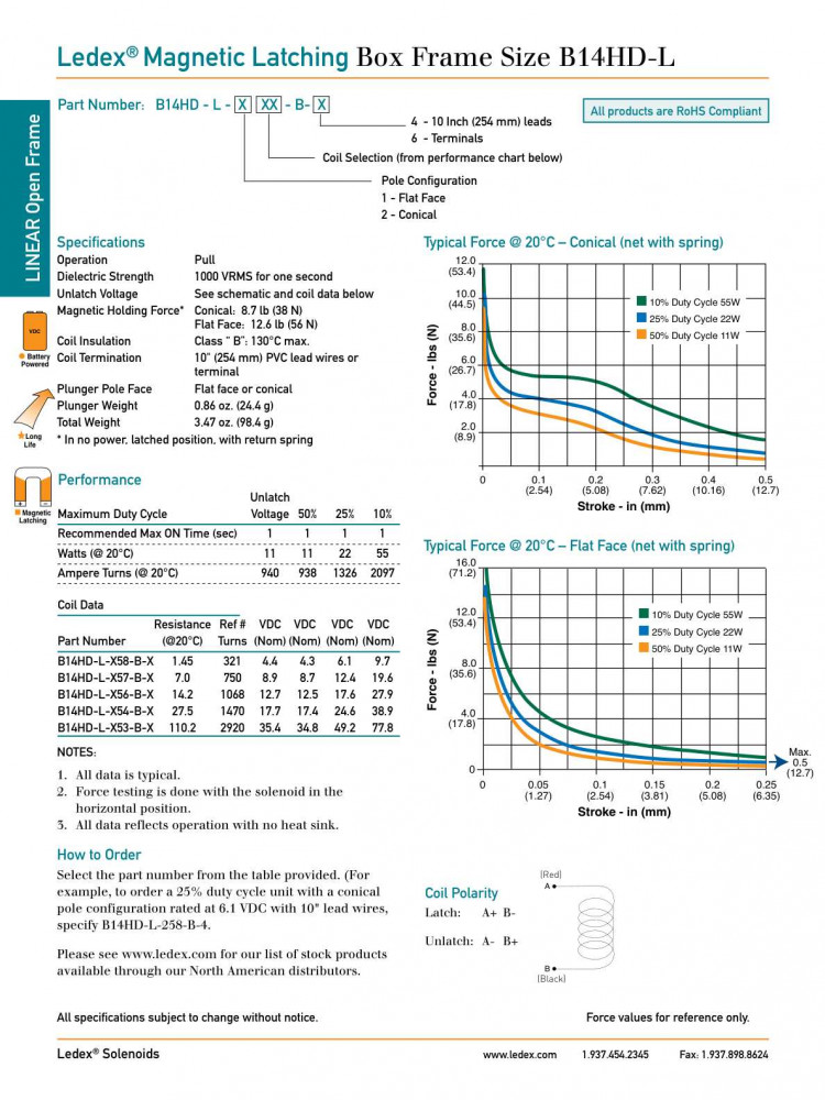 B14HD-L-254-B-4 product technical document page 1