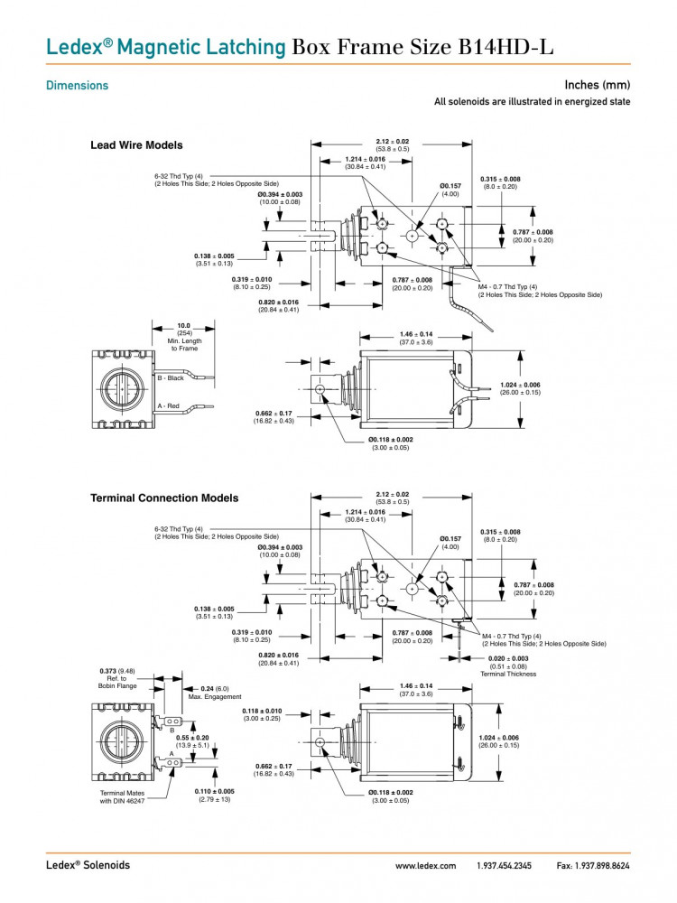 B14HD-L-254-B-4 product technical document page 2