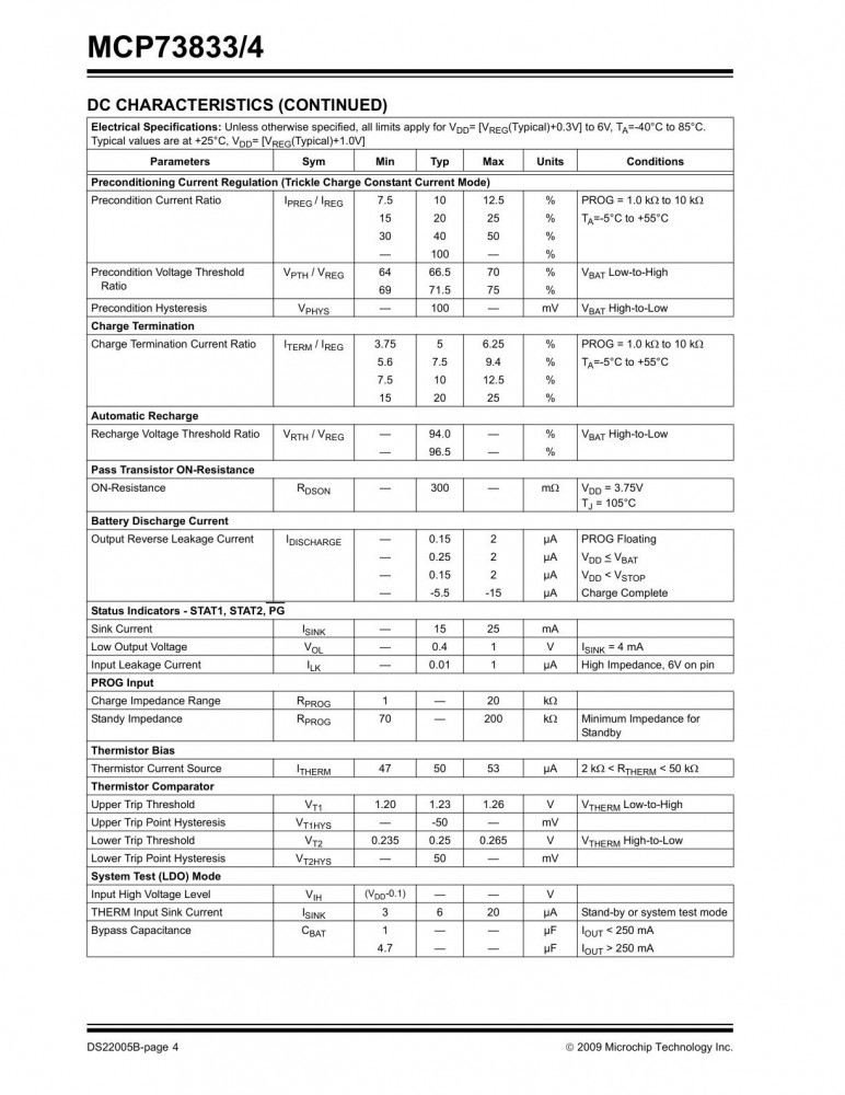 MCP73833T-AMI/UN datasheet page 4