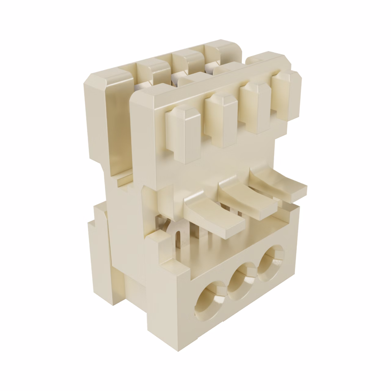 Appli-Mate RAST 2.5 Connector, 2.50mm Pitch, Female, 3 Circuits, No Position Keys Removed, Polarizing Rib Between 2/3, Locking Pips, 1 Closed and 1 Open Endwall, Gold Plating