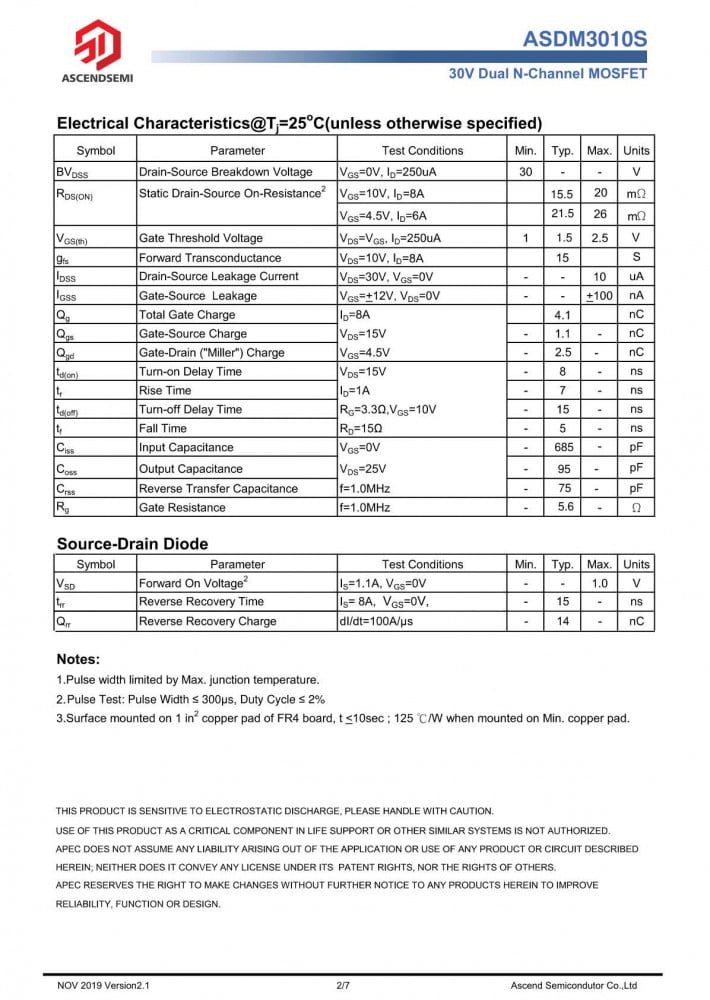 ASDM3010S-R datasheet page 2