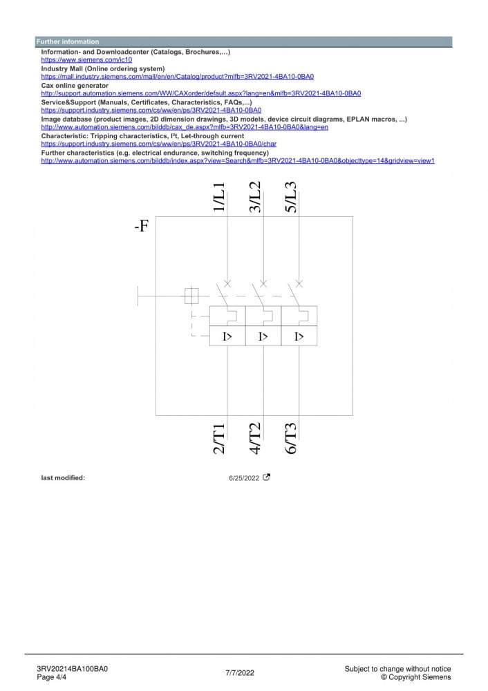 SIEMENS 3RV20214BA100BA0 datasheet page 4