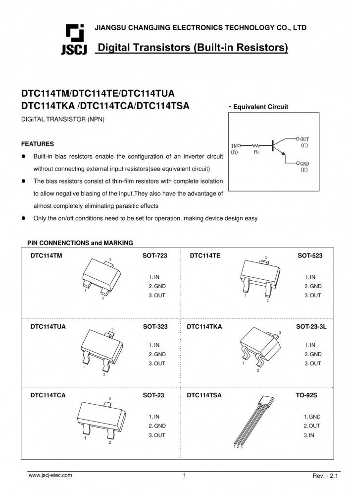DTC114TM datasheet page 1