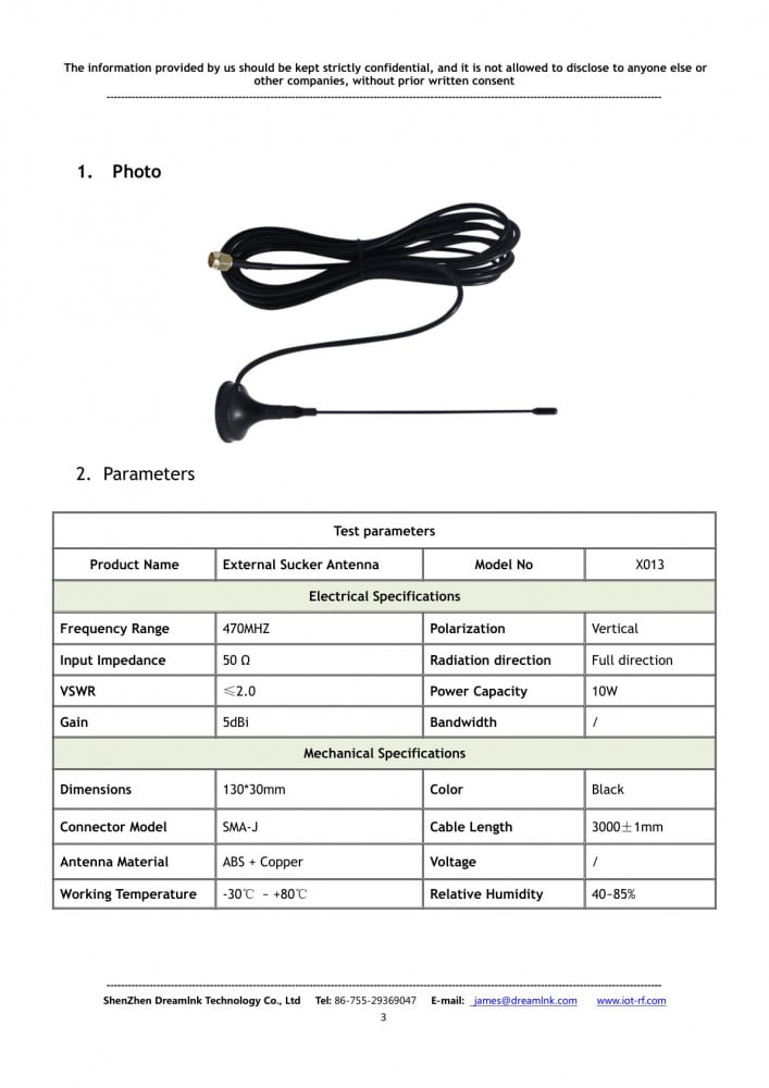 DreamLNK X013-470M S11 data page 1