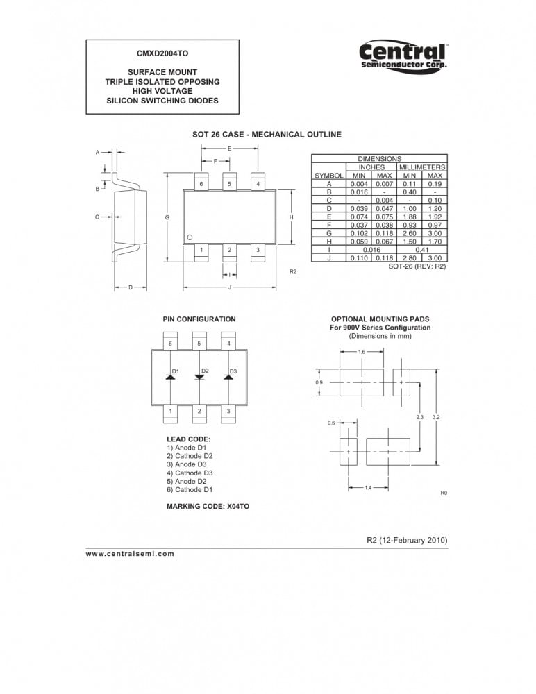 CMXD2004TO TR PBFREE datasheet page 2