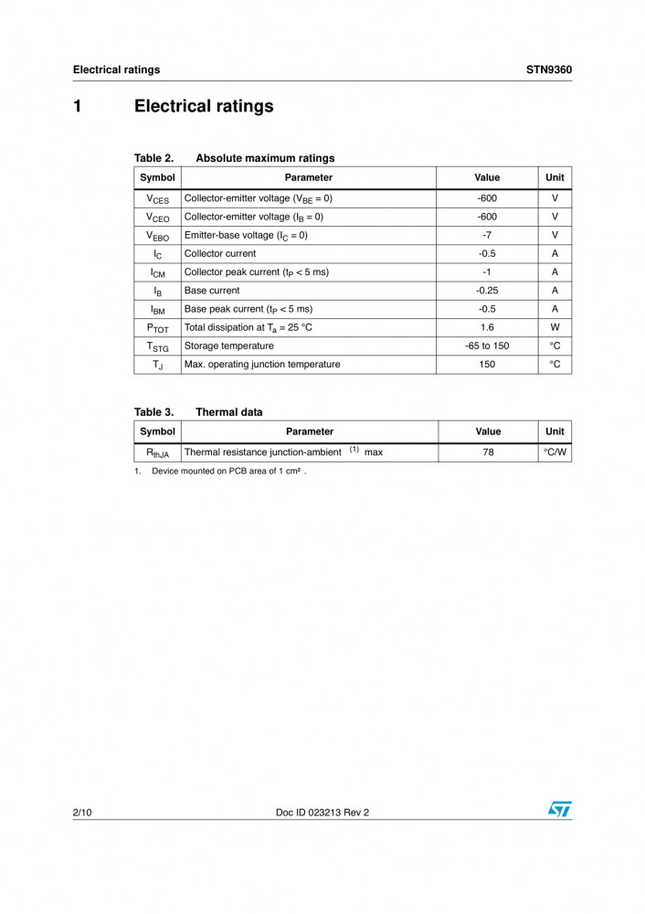 STN9360 datasheet page 2