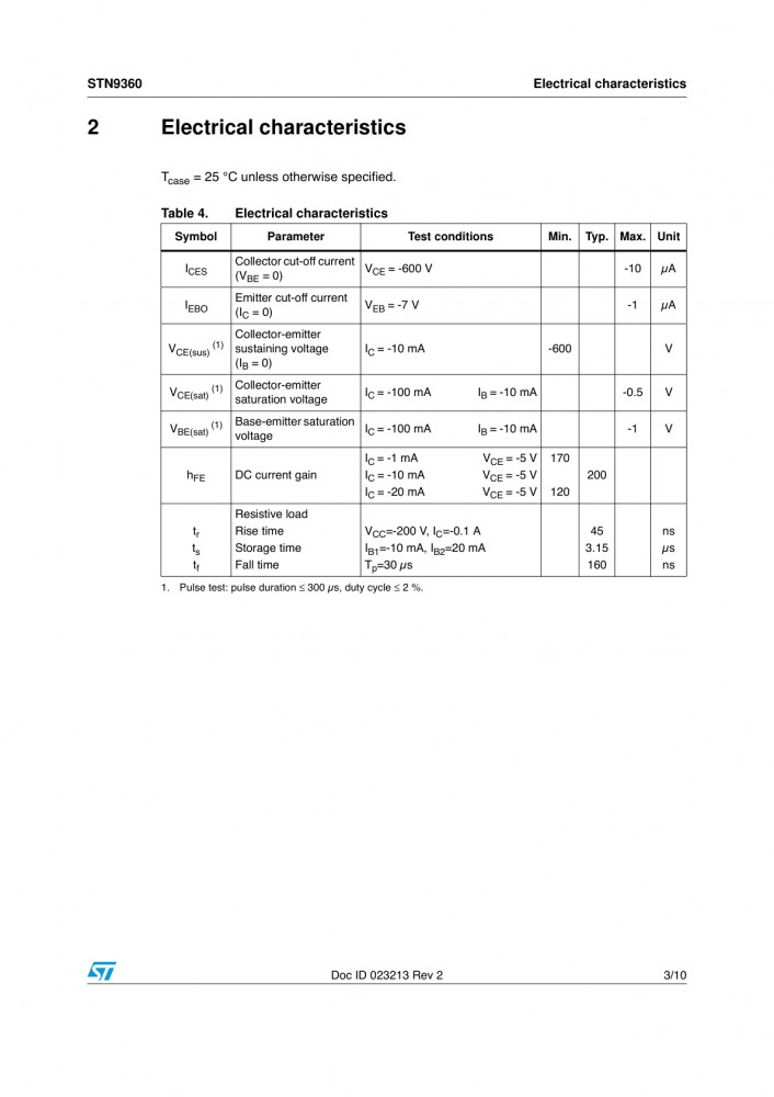 STN9360 datasheet page 3