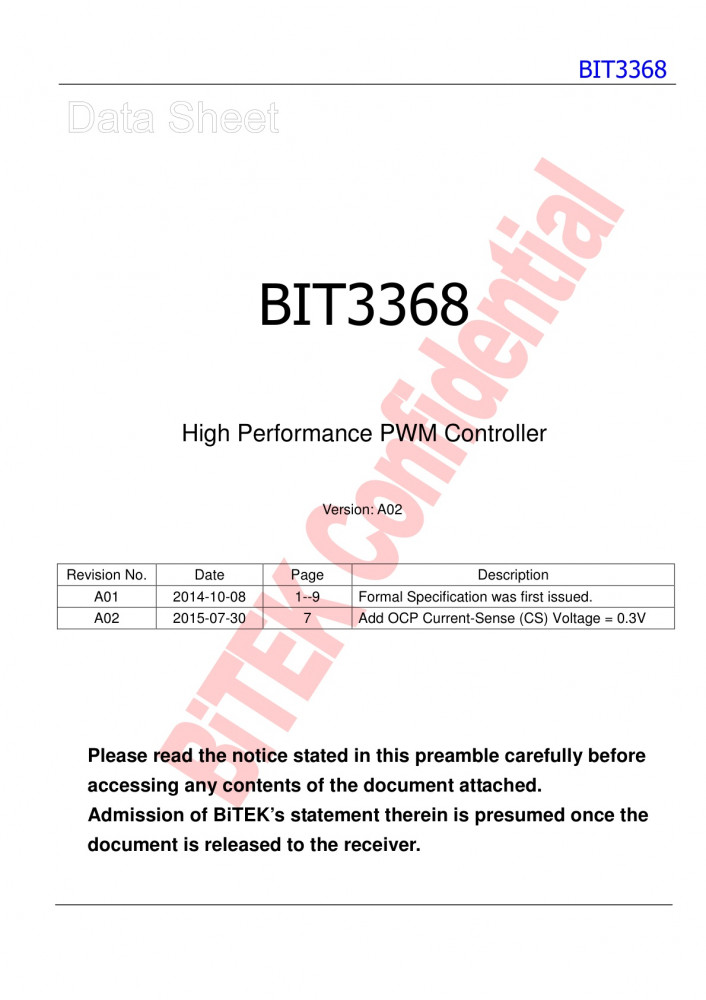 BIT3368 datasheet page 1