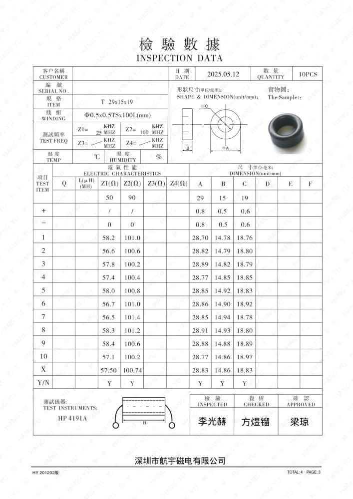 T29×15×19 inspection data page
