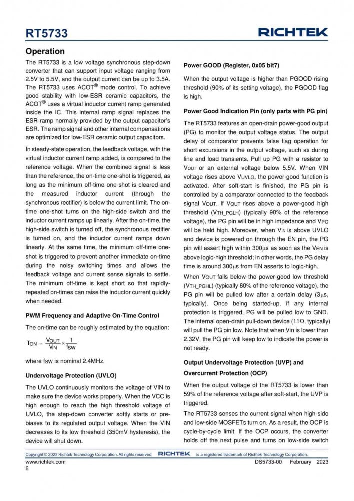RT5733 datasheet page 6