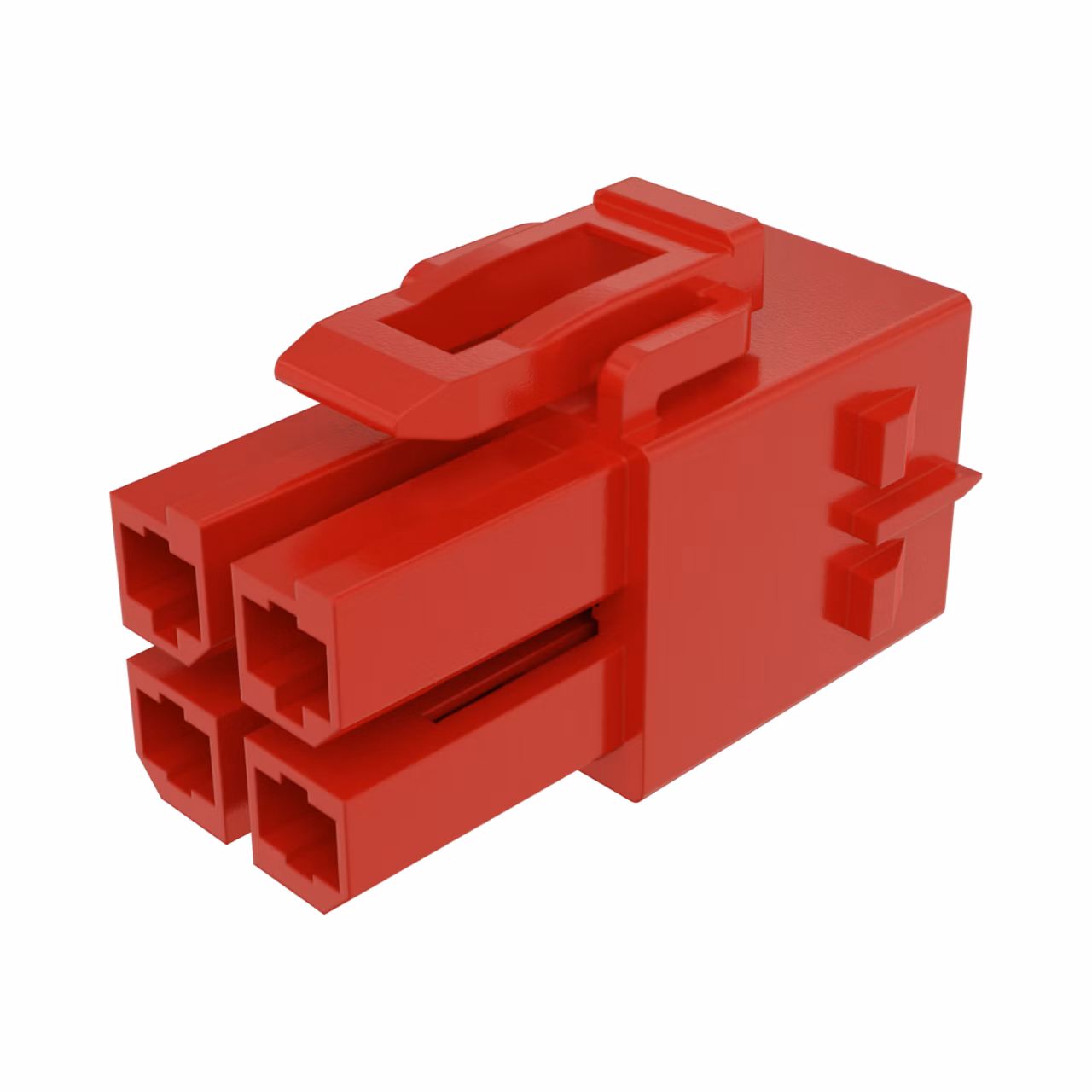 Mega-Fit ColorLock Tangless TPA-Capable Receptacle Housing, Dual Row, 4 Circuit, UL 94V-0, Glow-Wire Capable, Red for sale
