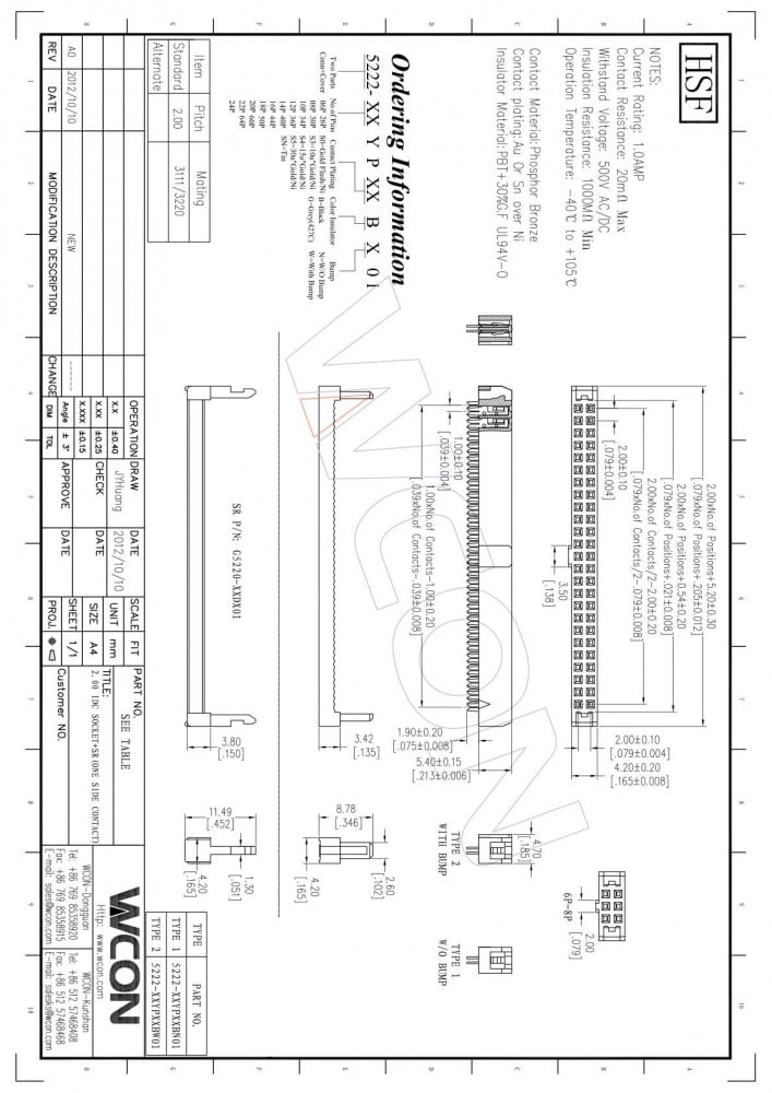 Wcon 5222-40YPS0BW01 technical document preview