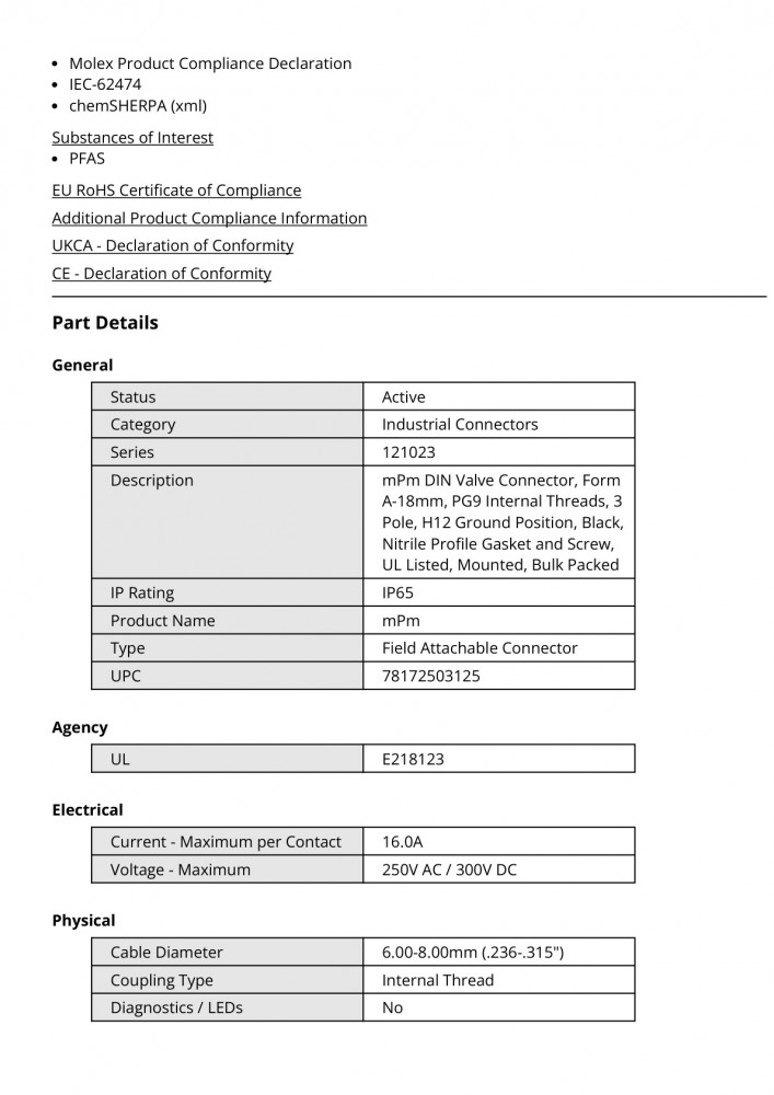 Molex C18 packaging specification page 2