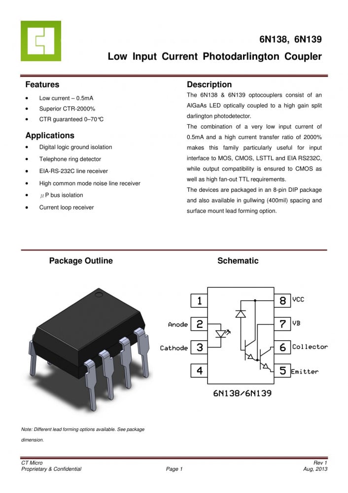 CT6N138(S)(T1) datasheet page 1
