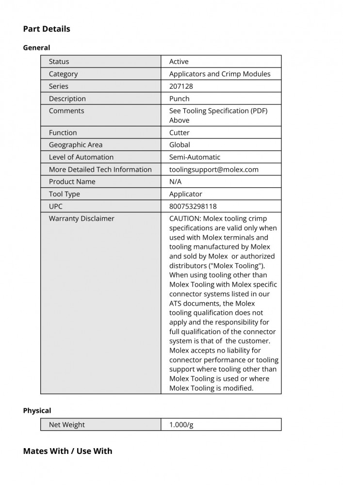 Molex tooling document preview, page 2