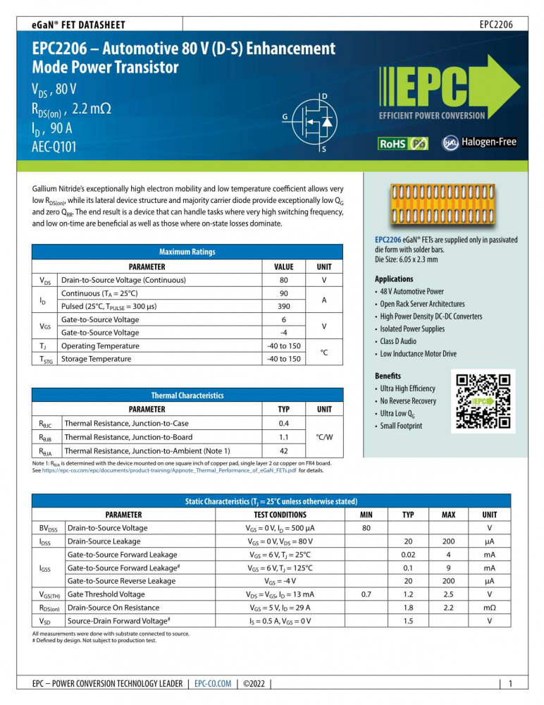 EPC2206 datasheet page 1