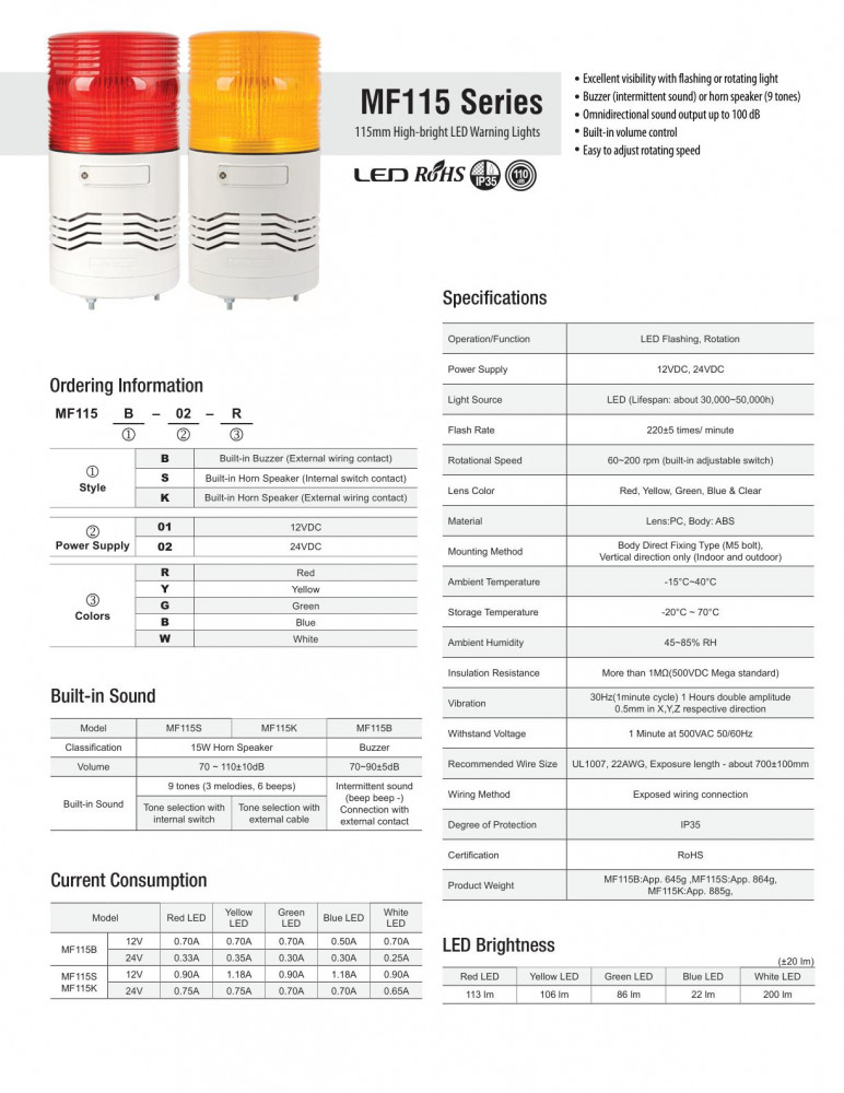 MF115 Series technical document, page 1
