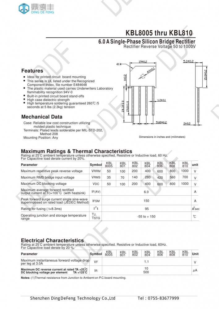KBL810 datasheet page 1