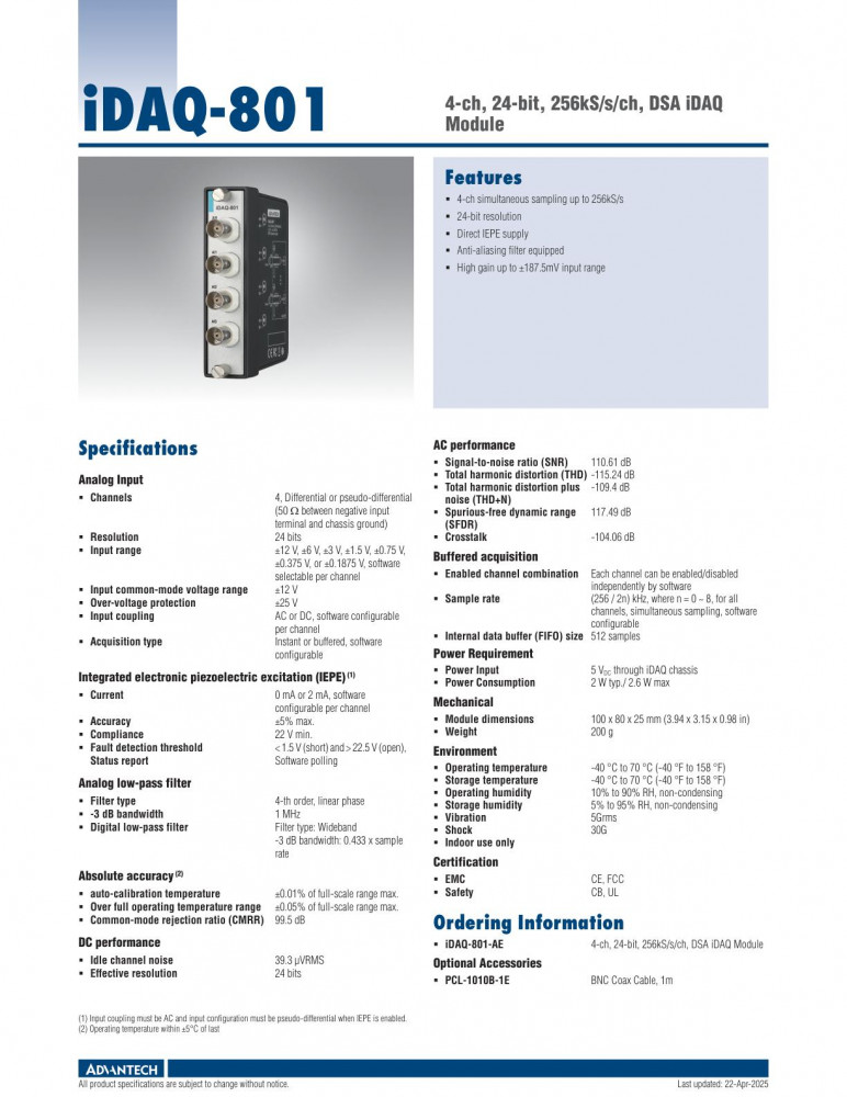 iDAQ-801 technical document page preview