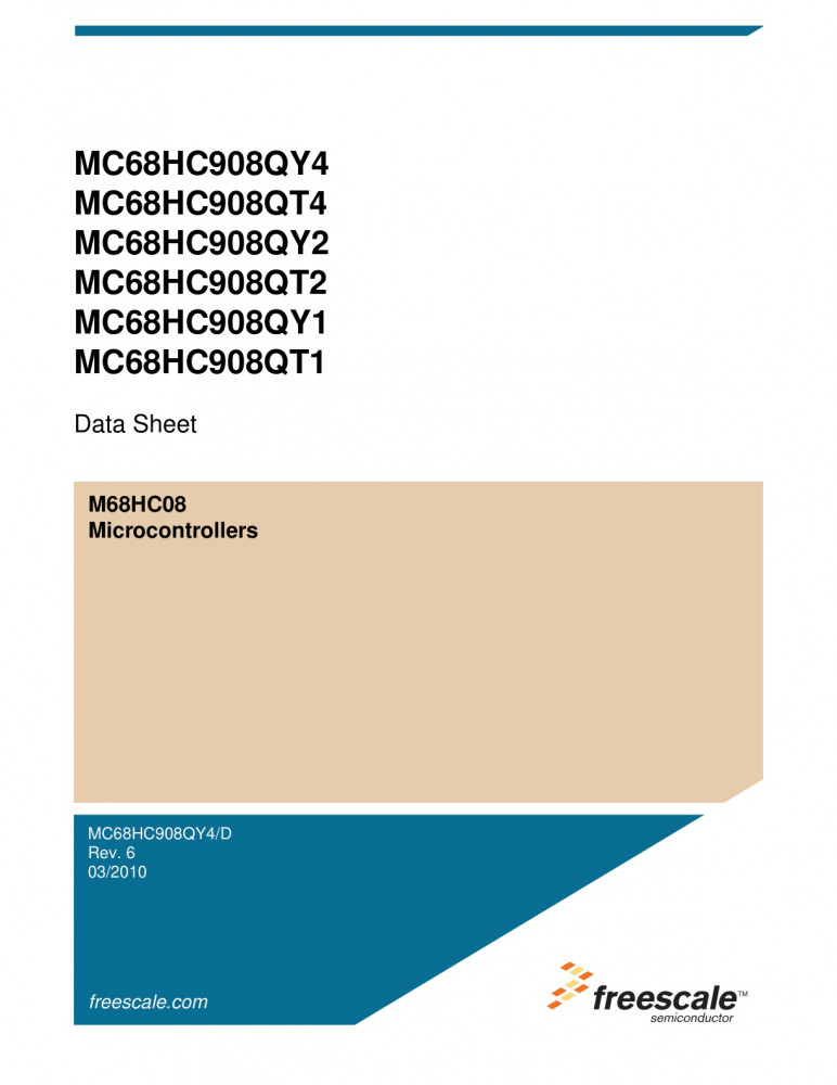 MC908QY1MDWR2 data sheet page 1