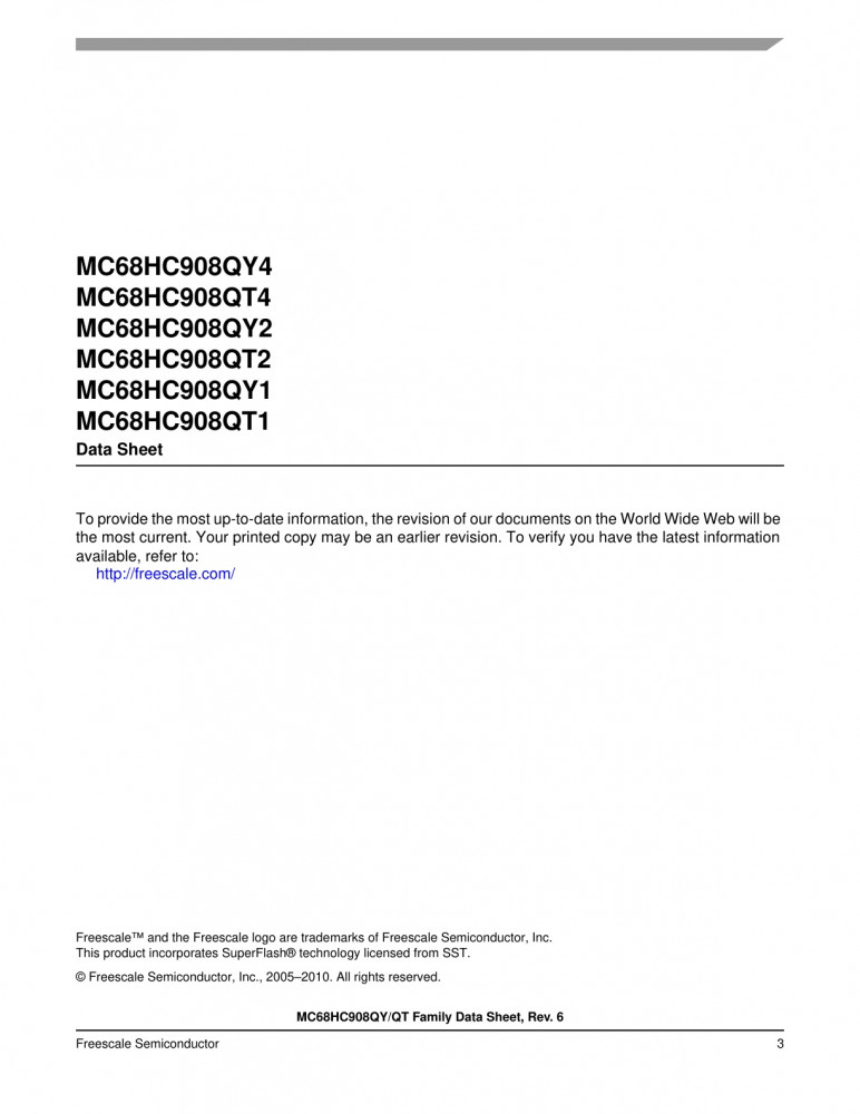 MC908QY1MDWR2 data sheet page 3