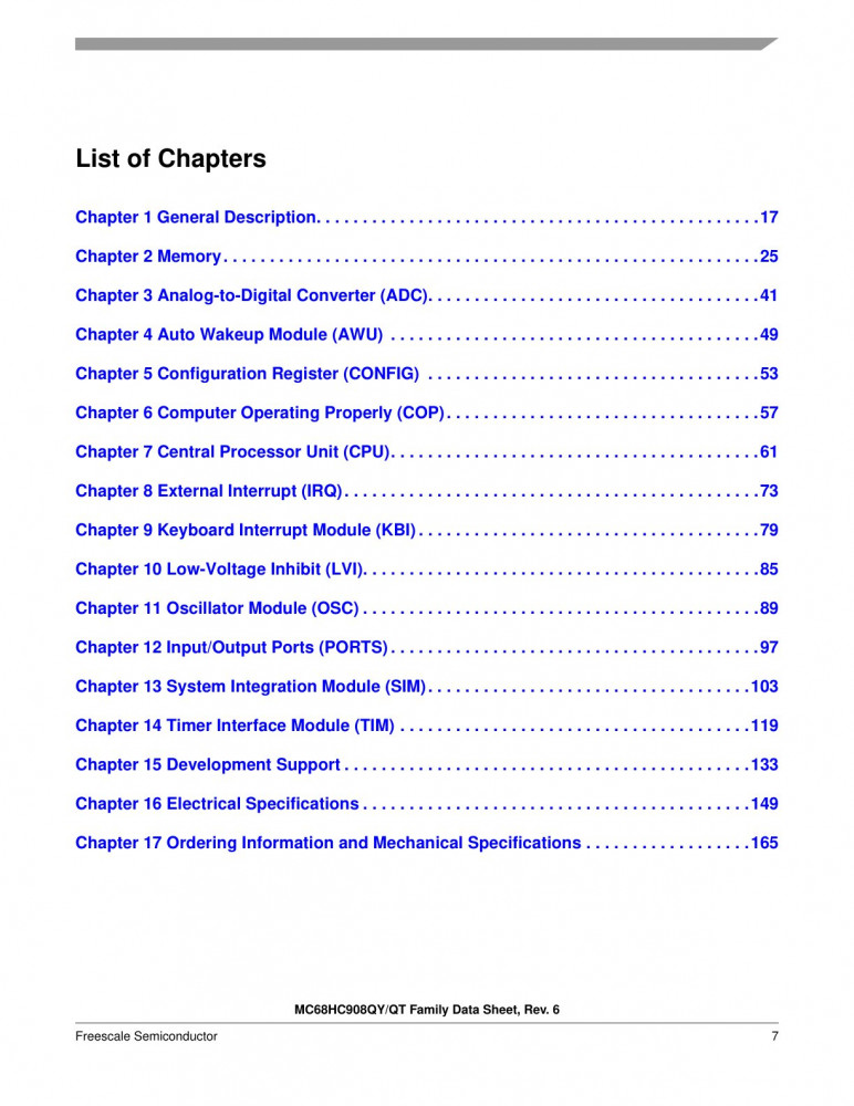 MC908QY1MDWR2 data sheet page 7