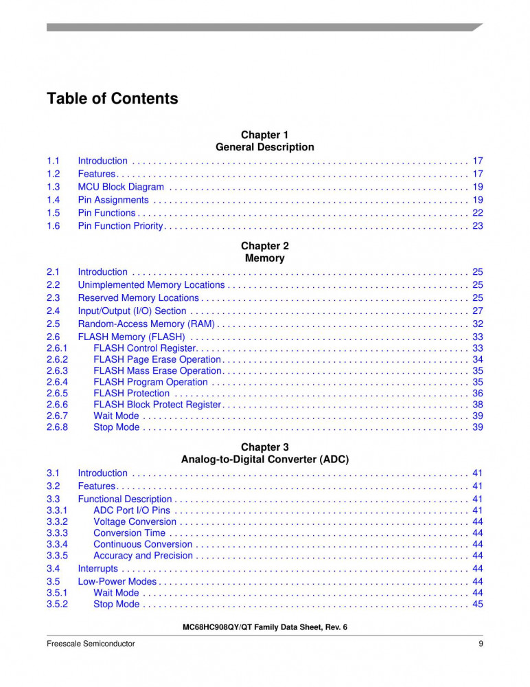 MC908QY1MDWR2 data sheet page 9