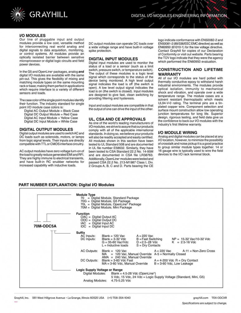 Grayhill 70-series I/O module datasheet page 3