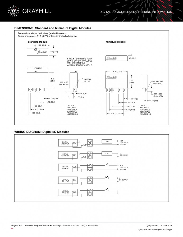 Grayhill 70-series I/O module datasheet page 5