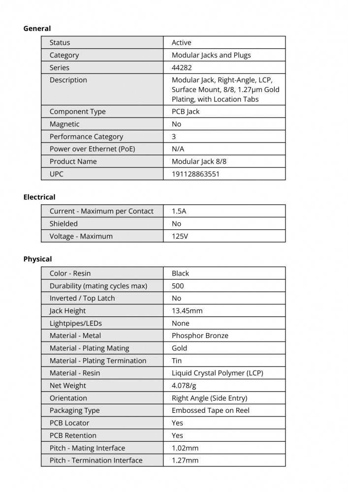 Technical document image 2 for MOLEX 442821104