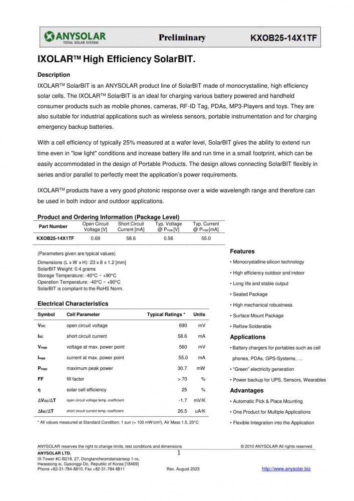KXOB25-14X1TF-TR datasheet page 1