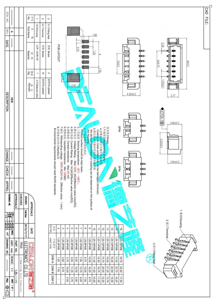 DEALON 1.25-11PWB technical drawing