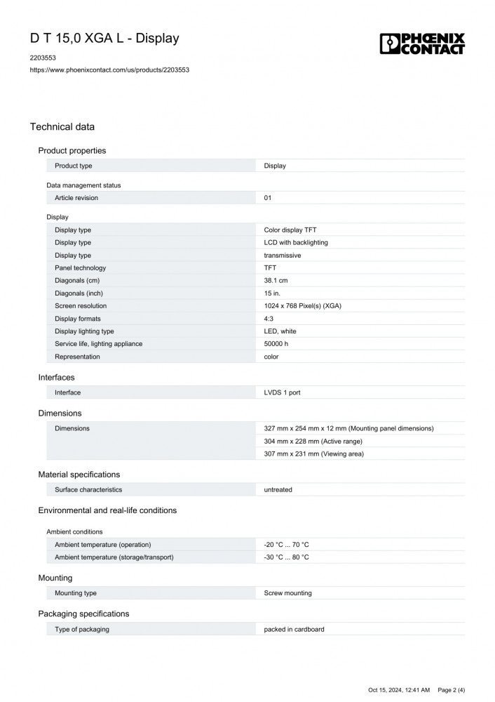 Phoenix Contact 2203553 technical document page 2