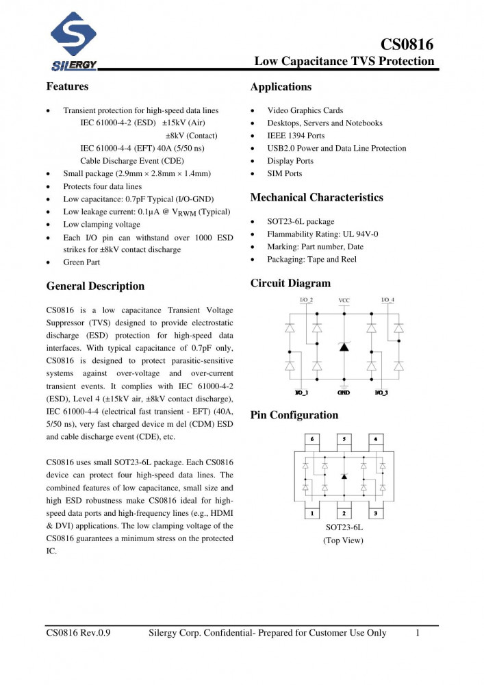 CS0816 datasheet page 1