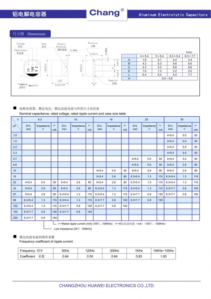 VZ series chip aluminum electrolytic capacitor datasheet page 2