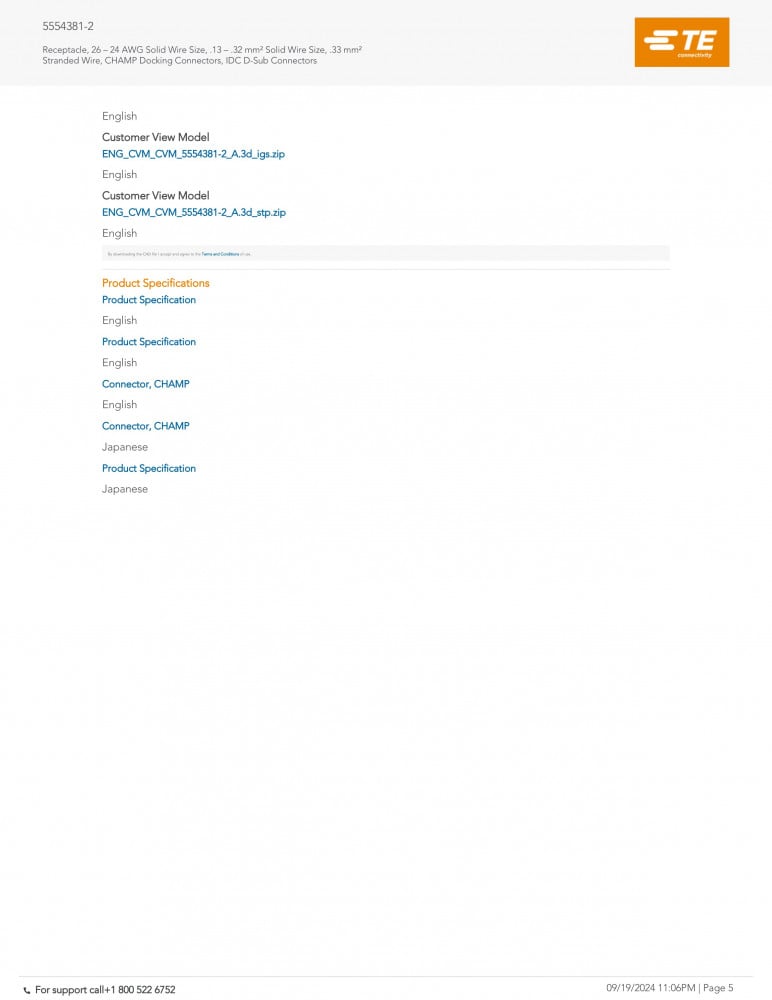 TE Connectivity 5554381-2 technical document page 5