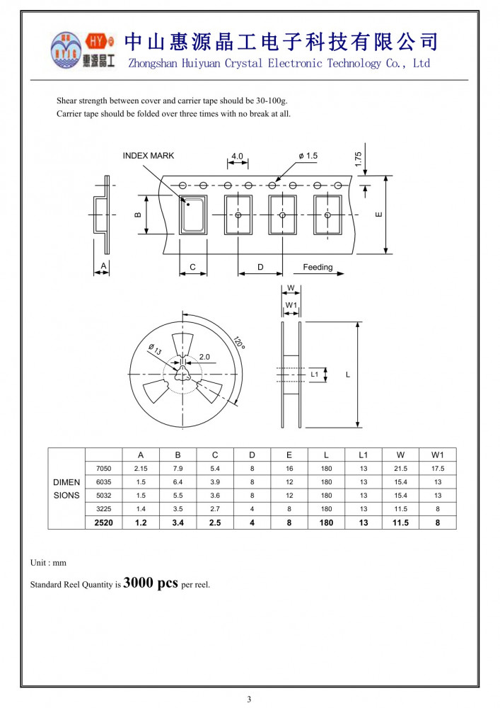 HY25MSMD2520-3.3V technical document page 3