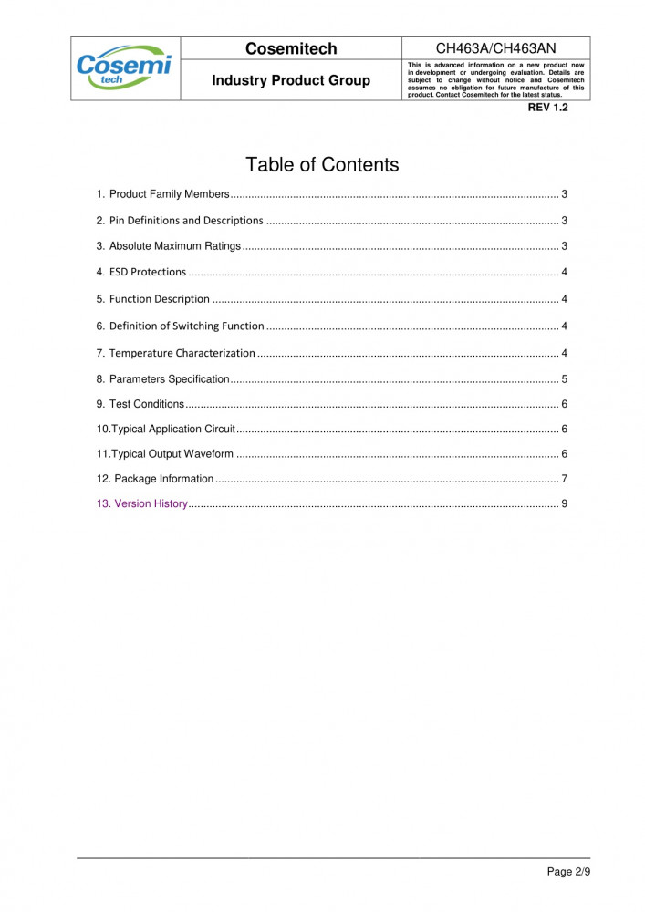 CH463ANTB datasheet page 2