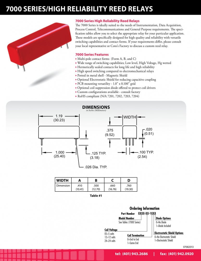 COTO 7000 Series datasheet page 1