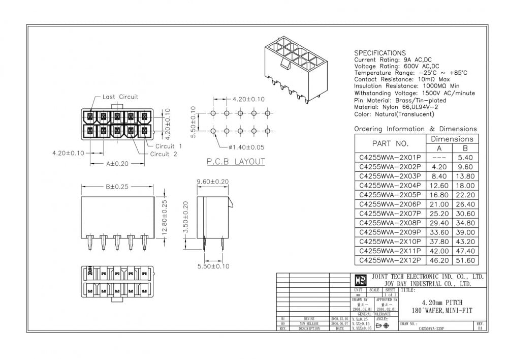 Joint Tech Elec C4255WVA-2X05P technical drawing