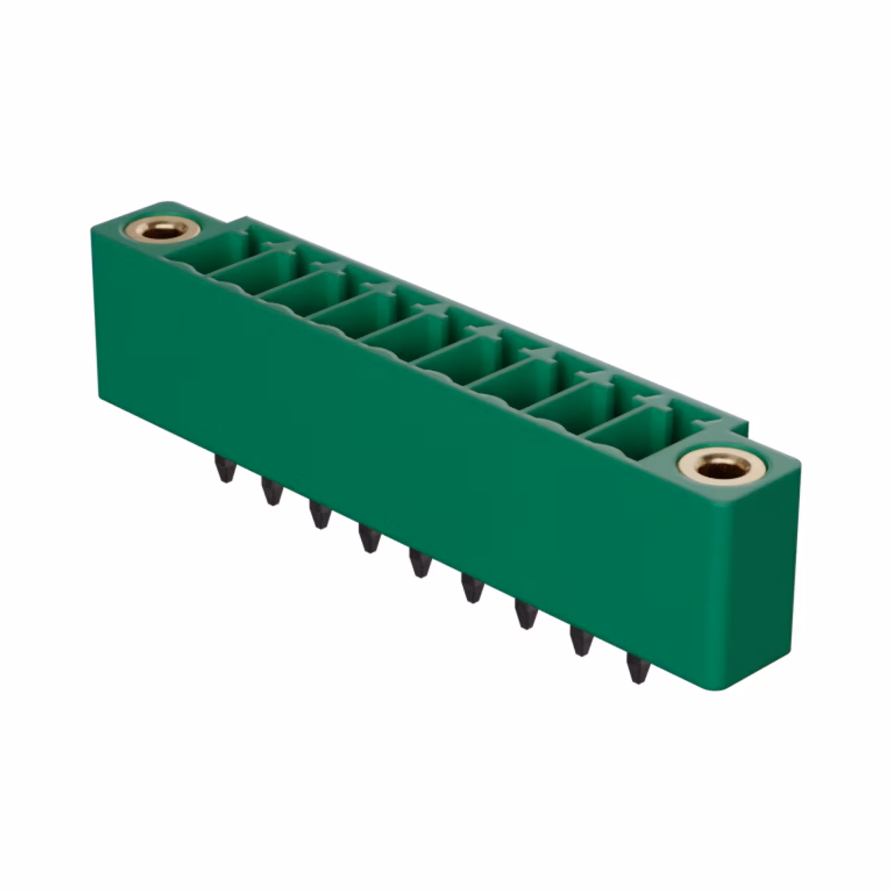3.50mm Pitch Eurostyle Vertical PCB Header, with Threaded Retention Inserts, Green Housing, 9 Circuits for sale