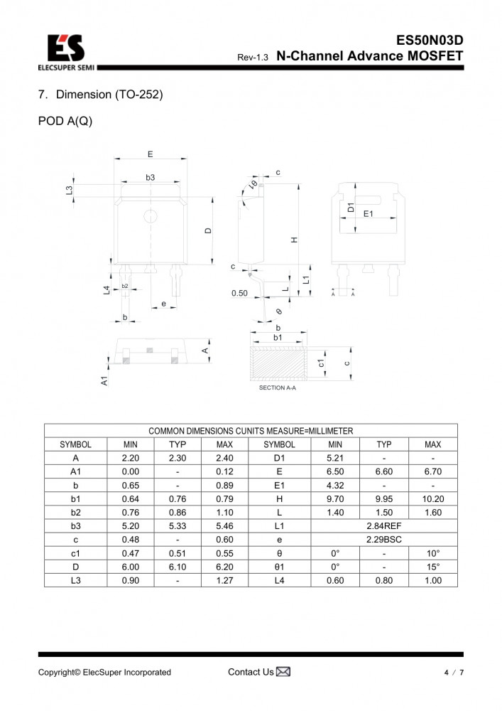 ES50N03D technical document page 4