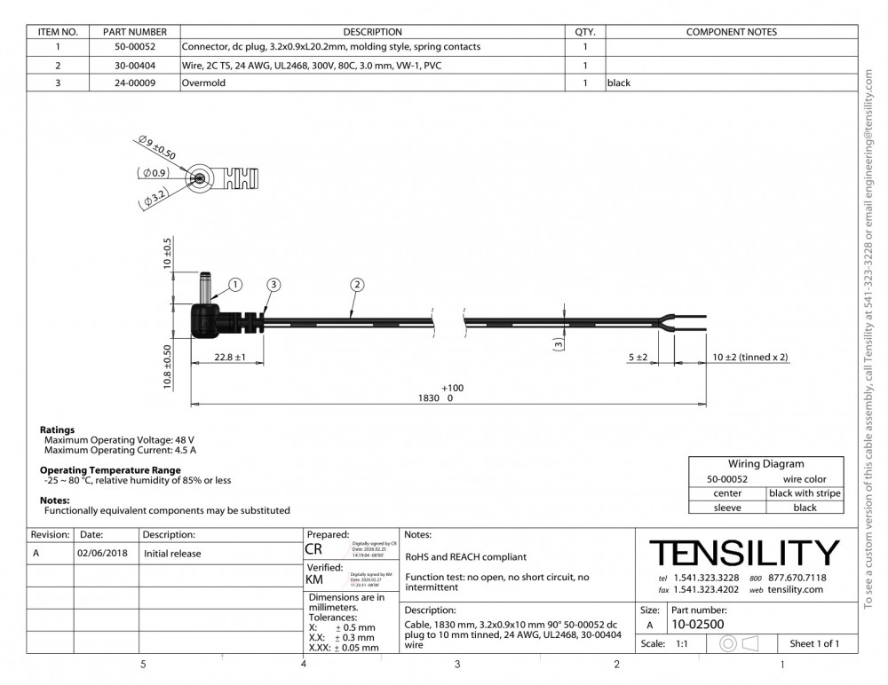Tensility International 10-02500 product drawing