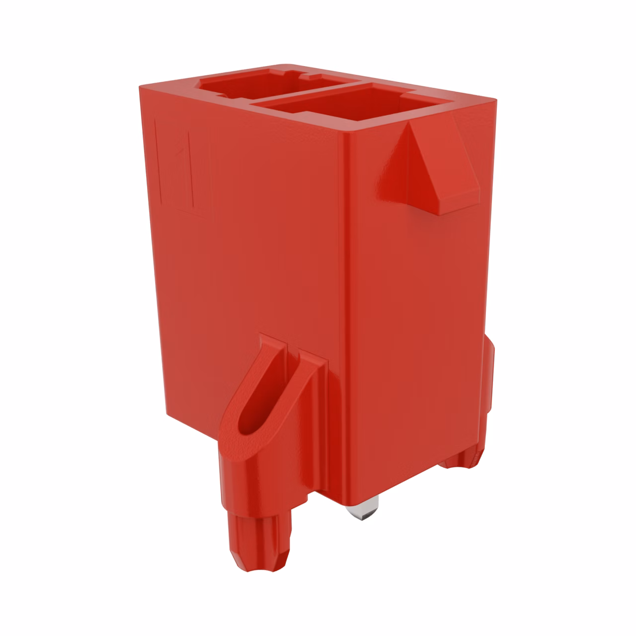 Mega-Fit ColorLock Vertical Header with Crush Pegs, 5.70mm Pitch, Through Hole, Dual Row, 2 Circuits, Matte Tin (Sn) Plating, 3.73mm Tail Length, Glow-Wire Capable, Tray, Red for sale