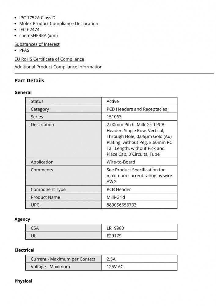 Molex Milli-Grid product specification, page image 2